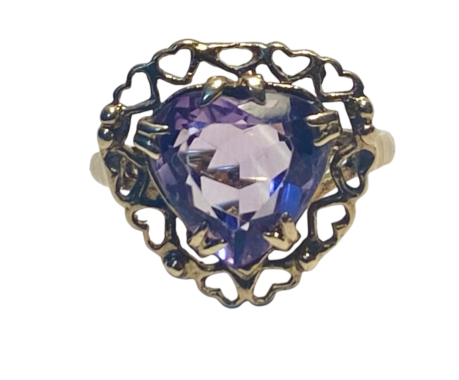 Heart Cut Amethyst Gold Ring - Jane Short Antiques